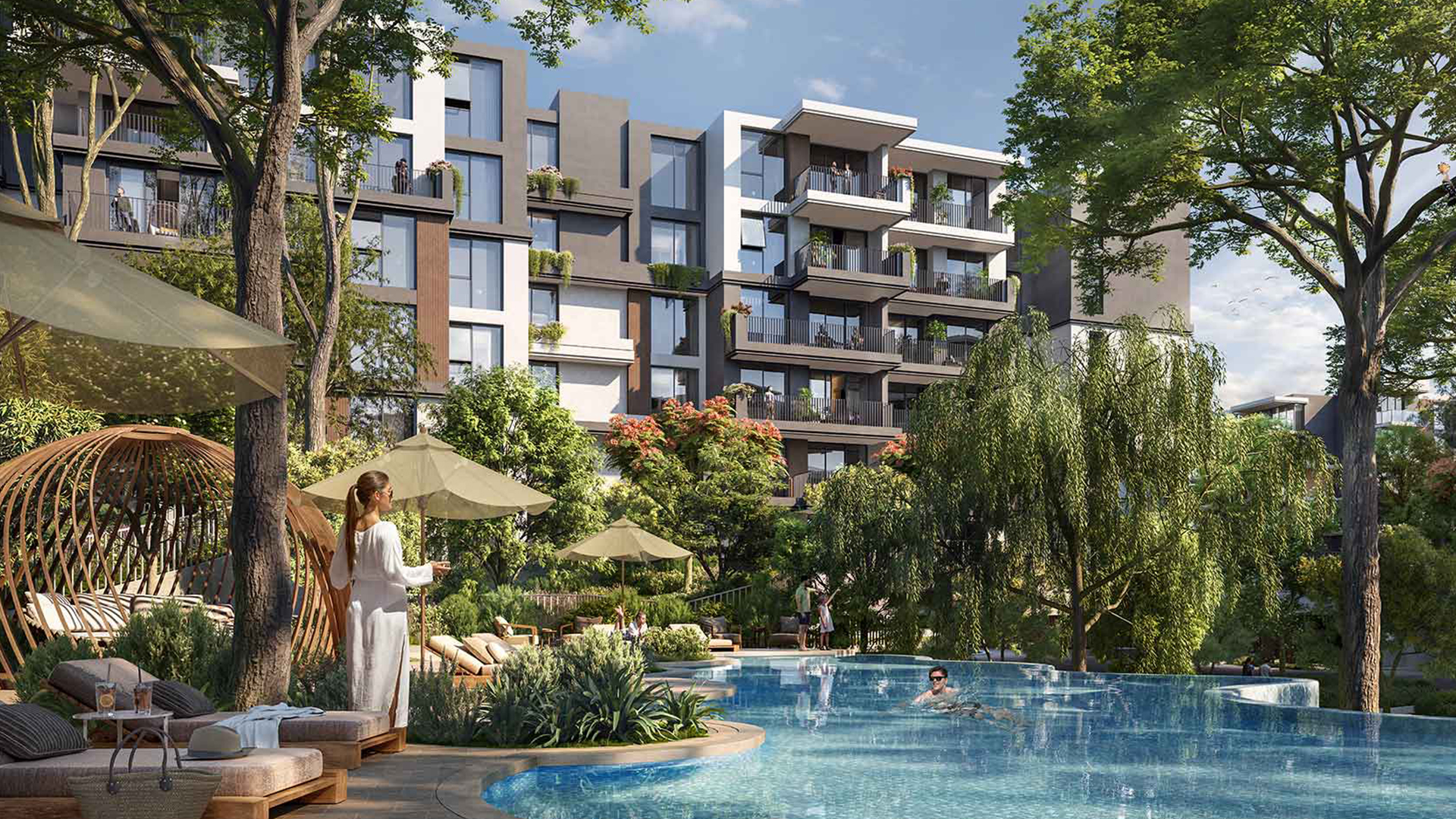 Ghaf Woods is a mixed-use residential complex with apartments in Dubailand